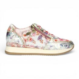 Laura Vita Damen-Sneaker Gycmo 58 aus gr&uuml;nem Leder mit Blumenmuster