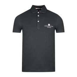 Aquascutum Unisex Erwachsenen London Bold Logo Poloshirt (Schwarz)