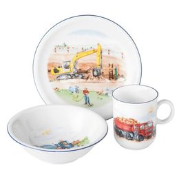 Seltmann Weiden Kindergeschirrset Kindertr&auml;ume, Blau, Gelb, Rot, Keramik, 3-teilig, Fahrzeuge, 21.4x20.5x21.4 cm, F&uuml;ttern, Kindergeschirr