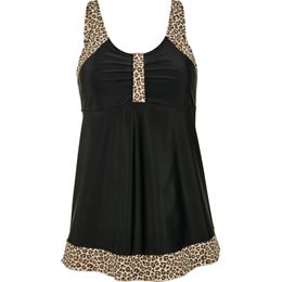 feel good Damen Tankini-Top schwarz-champagner-bedruckt, Gr&ouml;&szlig;e 38D
