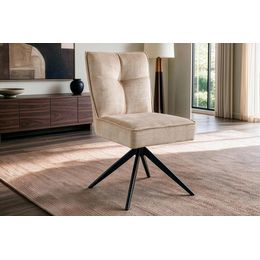 Riess Ambiente Drehbarer Stuhl LUGANO beige Vogue Velours Samt mit Federkern schwarz Metall Polsterstuhl Riess-Ambiente Esszimmerstuhl K&uuml;chenstuhl Industrie &...