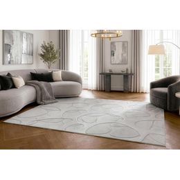 Riess Ambiente 3D Hochflor Teppich LUNA 230x160cm hellgrau Hoch-Tief-Effekt Indoor-Teppich Riess-Ambiente rechteckig Landhaus Modern Skandinavisch