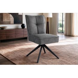 Riess Ambiente Drehbarer Stuhl LUGANO grau Vogue Velours Samt mit Federkern schwarz Metall Polsterstuhl Riess-Ambiente Esszimmerstuhl K&uuml;chenstuhl Industrie & Loft...