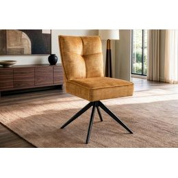 Riess Ambiente Drehbarer Stuhl LUGANO senfgelb Vogue Velours Samt mit Federkern schwarz Metall Polsterstuhl Riess-Ambiente Esszimmerstuhl K&uuml;chenstuhl Industrie &...