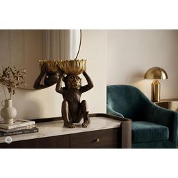 Riess Ambiente Deko-Figur MONKEY 50cm schwarz gold Affe mit Schale handmade Riess-Ambiente Glamour
