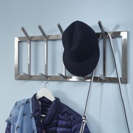 KADIMA DESIGN Wandgarderobe aus Metall, Elegante Kleiderhakenleiste mit 10 Haken f&uuml;r Jacken, M&auml;ntel und Accessoires