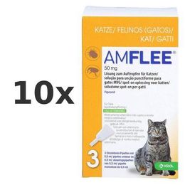 10x Amflee 50 mg Spot-on L&ouml;sung z.Auftropfen f.Katzen 3 St
