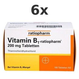 6x Vitamin B1-ratiopharm 200 mg Tabletten 100 St
