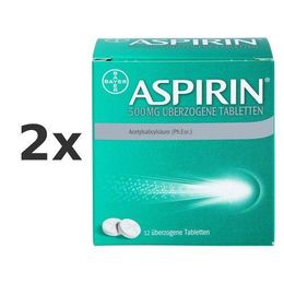 BAYER 2x Aspirin 500 mg &Uuml;berzogene Tabletten 12St 12 St