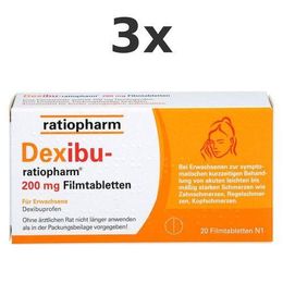 3x DEXIBU-ratiopharm 200 mg Filmtabletten 20 St