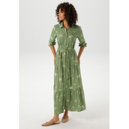 Aniston Kleid in Gr&uuml;n/ Creme - 70% | Gr&ouml;&szlig;e 40 | Damen-kleider