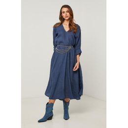 Fleur de Lin Leinen-Kleid "Lurcica" in Dunkelblau - 68% | Gr&ouml;&szlig;e M | Damen-kleider