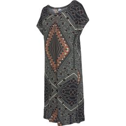 Lascana Damen Nachthemd gemustert-schwarz-braun-ecru Gr&ouml;&szlig;e 36/38