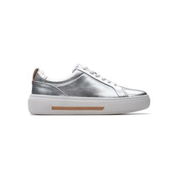 Clarks Leder-Sneakers "Hollyhock Walk" in Silber - 58% | Gr&ouml;&szlig;e 37 | Damen-sneakers