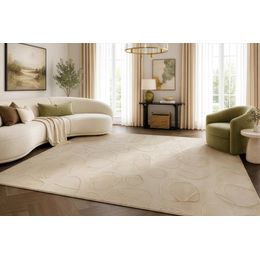 Riess Ambiente 3D Hochflor Teppich LUNA 300x230cm taupe Hoch-Tief-Effekt Indoor-Teppich Riess-Ambiente rechteckig Landhaus Modern Skandinavisch