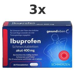 3x Ibuprofen Schmerztabletten 400 mg Filmtabletten 30 St