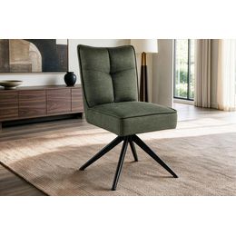 Riess Ambiente Drehbarer Stuhl LUGANO moosgr&uuml;n Vogue Velours Samt mit Federkern schwarz Metall Polsterstuhl Riess-Ambiente Esszimmerstuhl K&uuml;chenstuhl Industrie &...