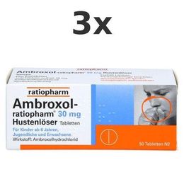 3x AMBROXOL-ratiopharm 30 mg Hustenl&ouml;ser Tabletten 50 St