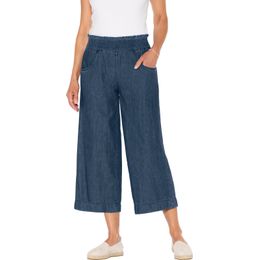 Damen 7/8-Jeans mit gesmoktem Dehnbund blue-stone-washed, Gr&ouml;&szlig;e 50