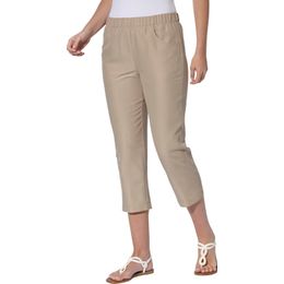 Damen 3/4-Hose in Microfaser-Qualit&auml;t, bestickt beige, Gr&ouml;&szlig;e 44