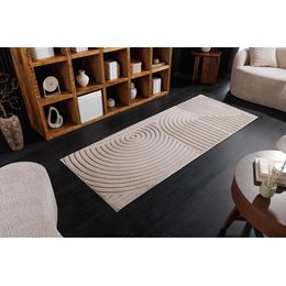 Riess Ambiente 3D Strukturierter Flor Teppich ART DECO 200x80cm beige creme L&auml;ufer Riess-Ambiente rechteckig Boheme Modern Skandinavisch