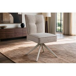 Riess Ambiente Drehbarer Stuhl LUGANO taupe Boucl&eacute; Tweet soft Federkern Metall Polsterstuhl Riess-Ambiente Esszimmerstuhl K&uuml;chenstuhl Industrie & Loft Modern