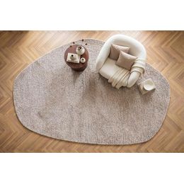Riess Ambiente Design Teppich ORGANIC 350x240cm taupe Hochflor Indoor-Teppich organische Form Riess-Ambiente Boheme Landhaus Skandinavisch