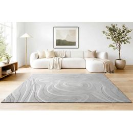 Riess Ambiente 3D Hochflor Teppich DESERT DUNE 230x160cm hellgrau Hoch-Tief-Effekt Riess-Ambiente rechteckig Modern Skandinavisch