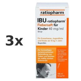 3x IBU-ratiopharm Fiebersaft f&uuml;r Kinder 40 mg/ml 100 ml