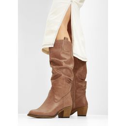 bonprix Stiefel, braun, Gr.43, Moderner Stiefel mit Blockabsatz