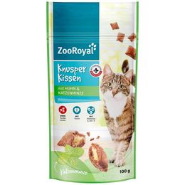 ZooRoyal Knusperkissen mit Huhn & Katzenminze Katzensnacks ohne Zuckerzusatz 5x100 g