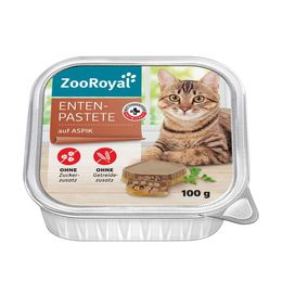 ZooRoyal Entenpastete auf Aspik Katzen-Nassfutter ohne Getreide und Zucker 16x100g