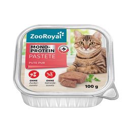 ZooRoyal Monoprotein Pastete Pute Pur Katzen-Nassfutter getreidefrei 16x100g