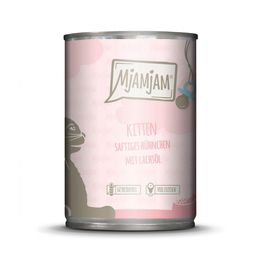MjAMjAM Kitten saftiges H&uuml;hnchen mit Lachs&ouml;l Katzen-Nassfutter getreidefrei 6x400g