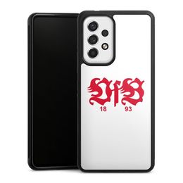 DeinDesign Galaxy A53 5G Handy Gallery Case Handyh&uuml;lle 9H Geh&auml;rtetes Glas R&uuml;ckseite H&uuml;lle Official Licensed Product Vfb Stuttgart Lettering Gallery Case