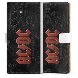 DeinDesign Galaxy S22 Ultra Handy Klapph&uuml;lle Handyh&uuml;lle aus Kunst Leder wei&szlig; Flip Case Acdc Logo Merchandise Sideflip mit Lasche