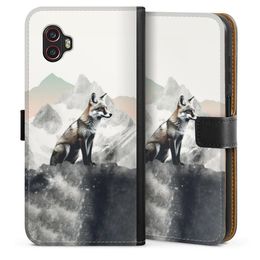 DeinDesign Galaxy XCover 6 Pro Handy Klapph&uuml;lle Handyh&uuml;lle aus Kunst Leder schwarz Flip Case Fox Mountain Nature Sideflip mit langer Lasche