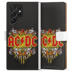 DeinDesign Galaxy S22 Ultra Handy Klapph&uuml;lle Handyh&uuml;lle aus Kunst Leder wei&szlig; Flip Case Music Acdc Rock Sideflip mit Lasche