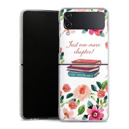 DeinDesign Galaxy Z Flip 4 Handy Hard Case Schutzh&uuml;lle transparent Smartphone Handy H&uuml;lle Statement Books Flowers Hard Case