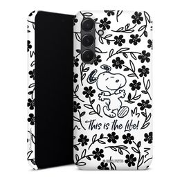 DeinDesign Galaxy A35 5G Handy Premium Case Smartphone Handyh&uuml;lle Schutzh&uuml;lle gl&auml;nzend Peanuts Flowers Snoopy Premium Case