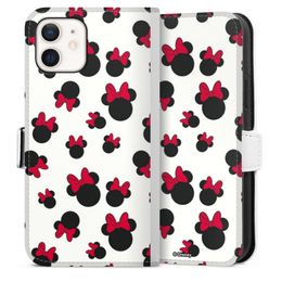 DeinDesign iPhone 12 Handy Klapph&uuml;lle Handyh&uuml;lle aus Kunst Leder wei&szlig; Flip Case Official Licensed Product Minnie Mouse Disney Sideflip mit Lasche