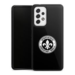 DeinDesign Galaxy A53 5G Handy Gallery Case Handyh&uuml;lle 9H Geh&auml;rtetes Glas R&uuml;ckseite H&uuml;lle Sv Darmstadt 98 Official Licensed Product Logo Gallery Case