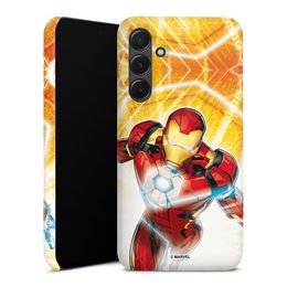DeinDesign Galaxy A35 5G Handy Premium Case Smartphone Handyh&uuml;lle Schutzh&uuml;lle gl&auml;nzend Marvel Iron Man Fire Premium Case