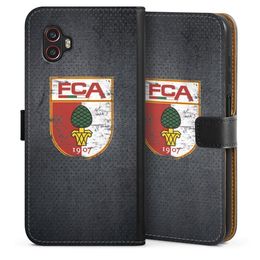 DeinDesign Galaxy XCover 6 Pro Handy Klapph&uuml;lle Handyh&uuml;lle aus Kunst Leder schwarz Flip Case Logo Fc Augsburg Official Licensed Product Sideflip mit langer 