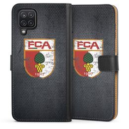 DeinDesign Galaxy A12 Handy Klapph&uuml;lle Handyh&uuml;lle aus Kunst Leder schwarz Flip Case Fc Augsburg Logo Official Licensed Product Sideflip mit langer Lasche