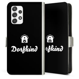 DeinDesign Galaxy A52s 5G Handy Klapph&uuml;lle Handyh&uuml;lle aus Kunst Leder wei&szlig; Flip Case Statement Dorfkind Life Sideflip mit Lasche