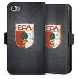 DeinDesign iPhone SE (2020) Handy Klapph&uuml;lle Handyh&uuml;lle aus Kunst Leder schwarz Flip Case Fc Augsburg Logo Official Licensed Product Sideflip mit Lasche