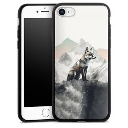 DeinDesign iPhone SE (2022) Handy Slim Case extra d&uuml;nn Silikon Handyh&uuml;lle schwarz H&uuml;lle Nature Mountain Fox Silikon Slim Case
