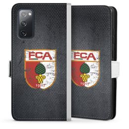 DeinDesign Galaxy S20 FE Handy Klapph&uuml;lle Handyh&uuml;lle aus Kunst Leder wei&szlig; Flip Case Logo Fc Augsburg Official Licensed Product Sideflip mit Lasche