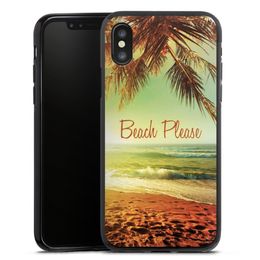 DeinDesign iPhone X Handy Silikon H&uuml;lle Case schwarz Handyh&uuml;lle Beach Palm Tree Urlaub